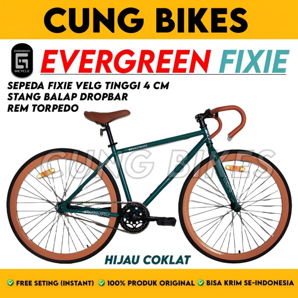 Jual Sepeda Fixie Fullbike Evergreen 700c Stang Balap Dropbar Rem ...