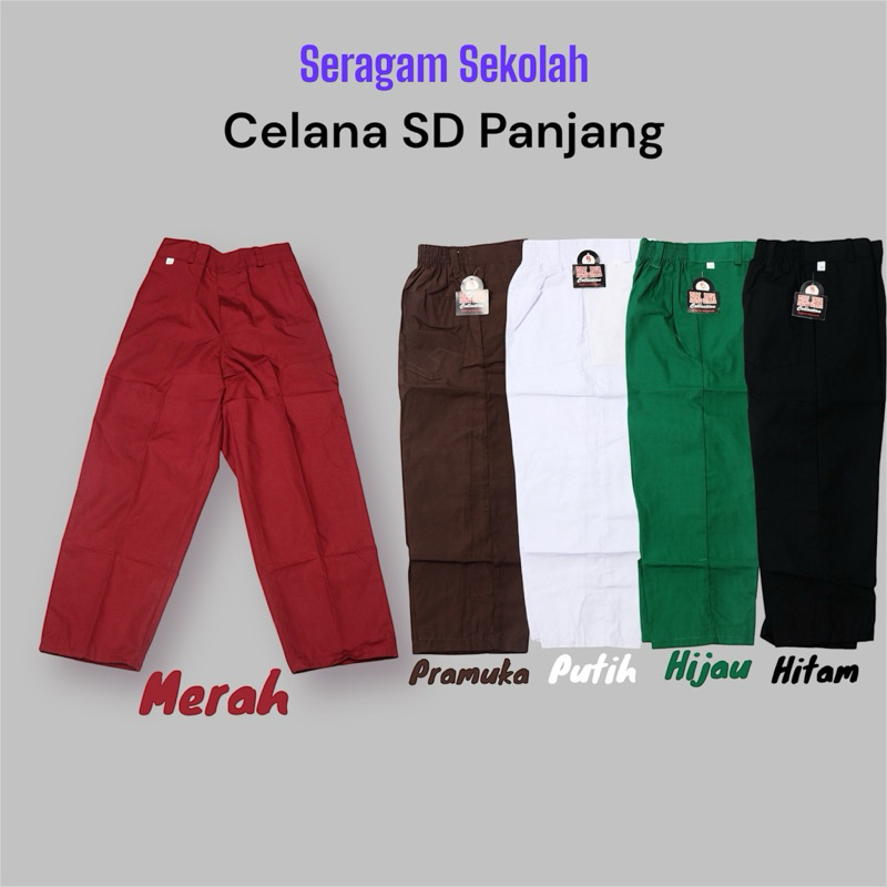 Jual CELANA PANJANG Sekolah SD Laki SD Seragam Sekolah SD Pramuka MI Warna MERAH PUTIH HITAM ...