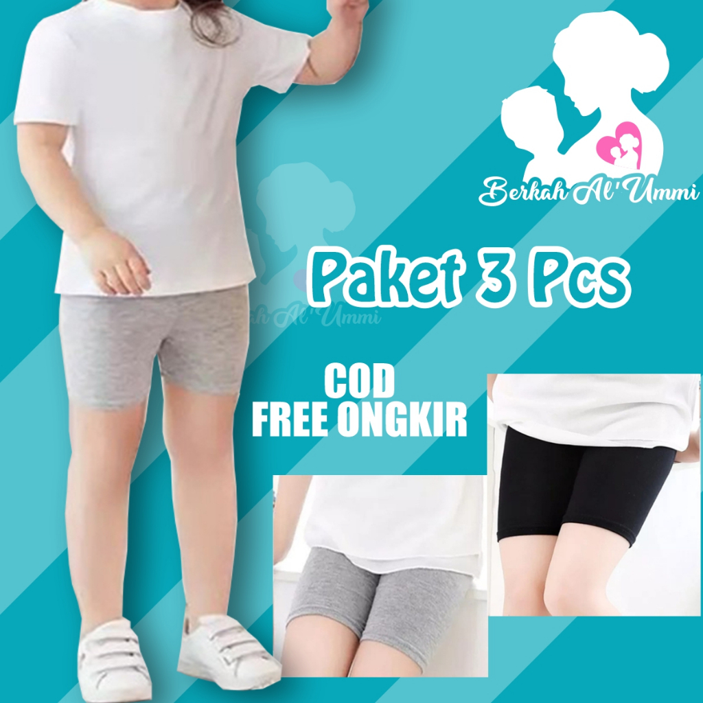 Jual ISI 3 PCS -Short Anak Perempuan TK/SD/SMP Bahan Kaos / Celana Dalaman HotPants Anak Cewe 2 ...