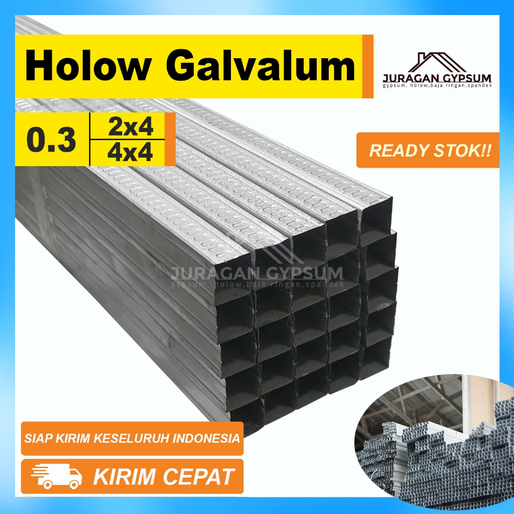 Jual Holow 0.3 4x4 2x4 Galvalum/ hollow Plafon 0,3mm / holo gypsum 0,3 mm | Shopee Indonesia