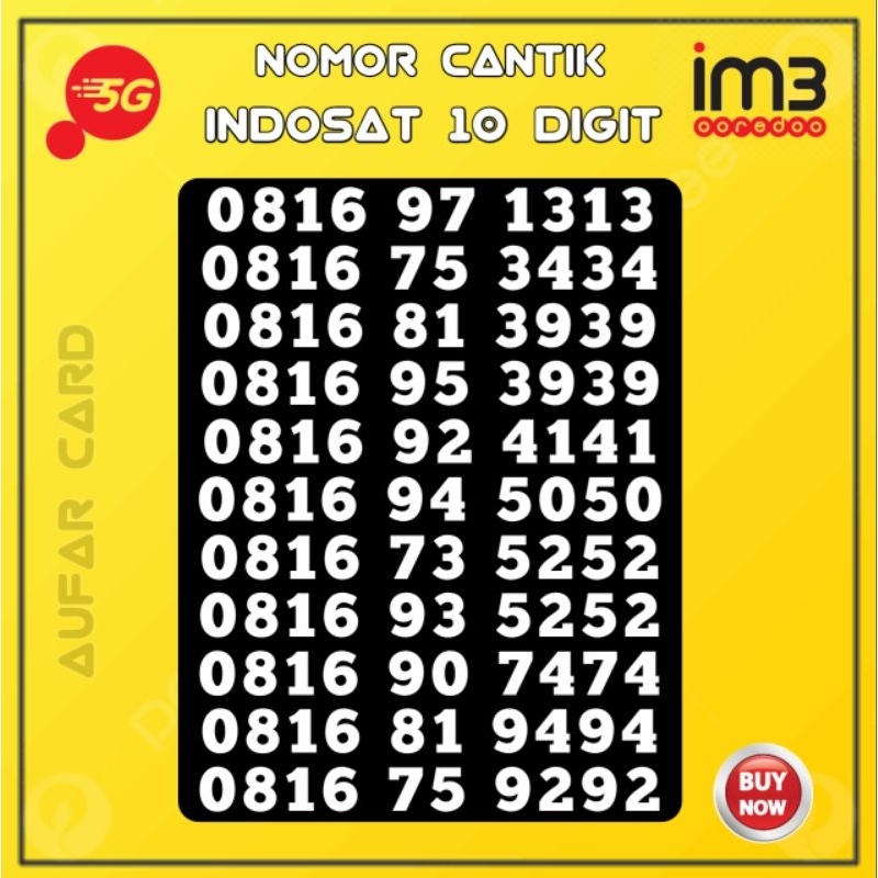 Jual Nomer Nomor Cantik Indosat 10 digit IM3 langka Rapi awalan 0816 ...