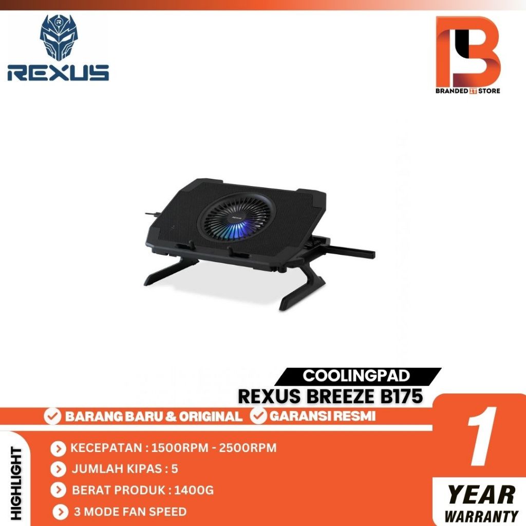 Jual Rexus Cooling Pad Breeze B175 kipas laptop cooler pad ori grsi ...