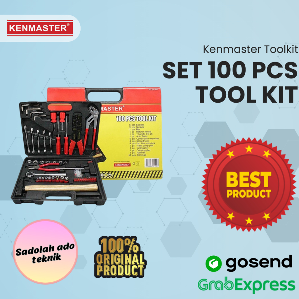Jual KENMASTER TOOLKIT Set 100 Pcs Hand Tool Kit Toolbox Alat Perkakas ...
