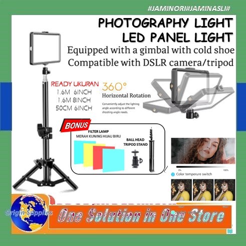 Jual 360° Led Lampu Stand 8 Inci Video Light Fill Light Tripod Lighting Phone Holder Set Bracket ...