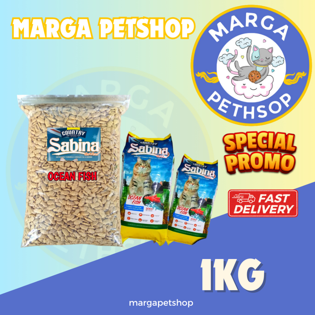Jual SABINA CAT FOOD OCEAN FISH 1kg repack | Shopee Indonesia