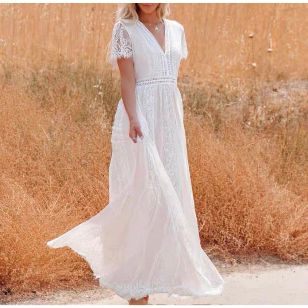 Jual Lace Dress /Elegant Dress /Party Dress /baju pantai wanita /putih ...