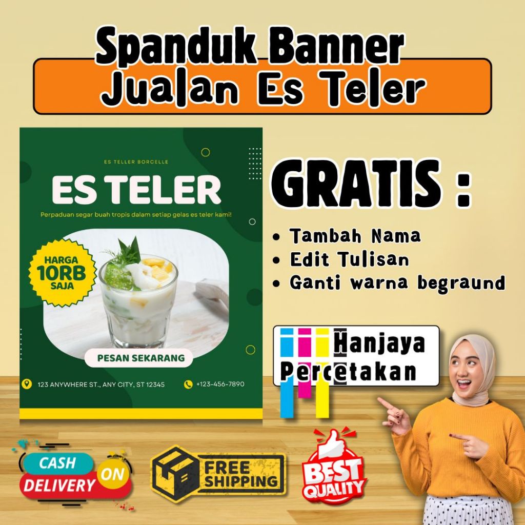 Jual PERCETAKAN - SPANDUK JUALAN ES TELER | BANNER JUALAN MINUMAN ...