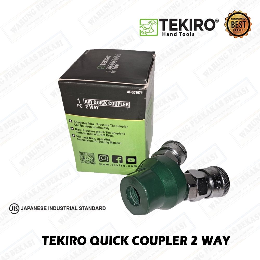 Jual TEKIRO Quick Coupler 2 Way / Sambungan Nepple Kopler Selang Kran Mesin Kompresor 2 Cabang 1 ...