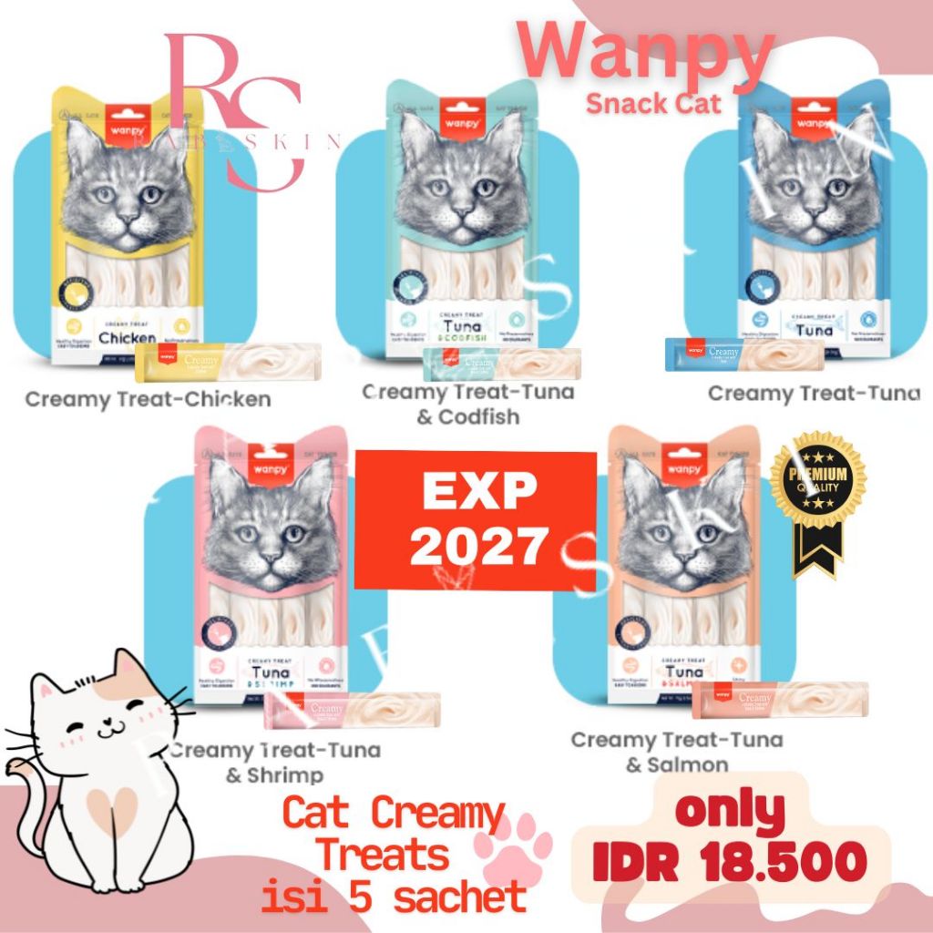 Jual Wanpy Creamy Treats Kucing 5 Varian Chicken Tuna Codfish Shrimp ...