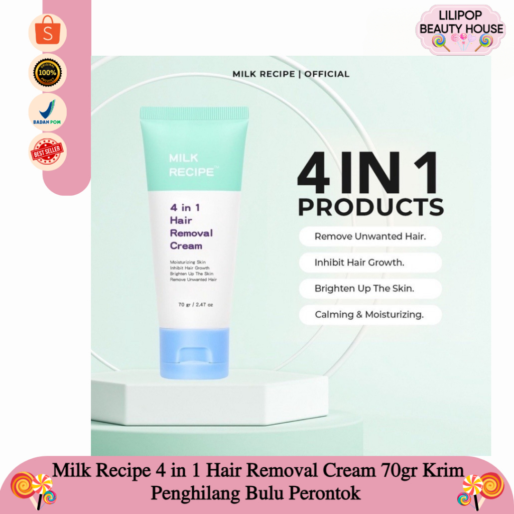 Jual Milk Recipe 4 in 1 Hair Removal Cream 70gr - Krim Penghilang Bulu ...