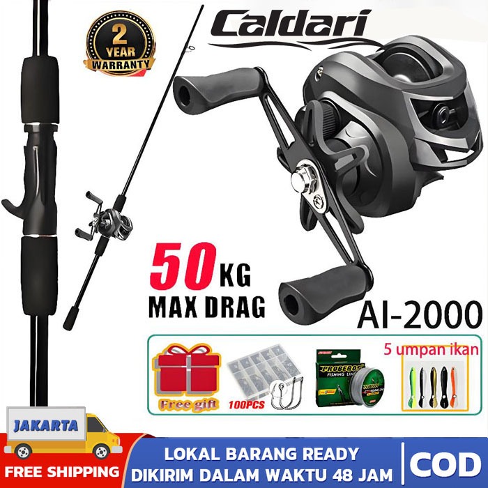 Jual CALDARI Pancing Set Murah Kuat Power Fishing Casting Joran Pancing Reel Carbon Rod BC luar ...
