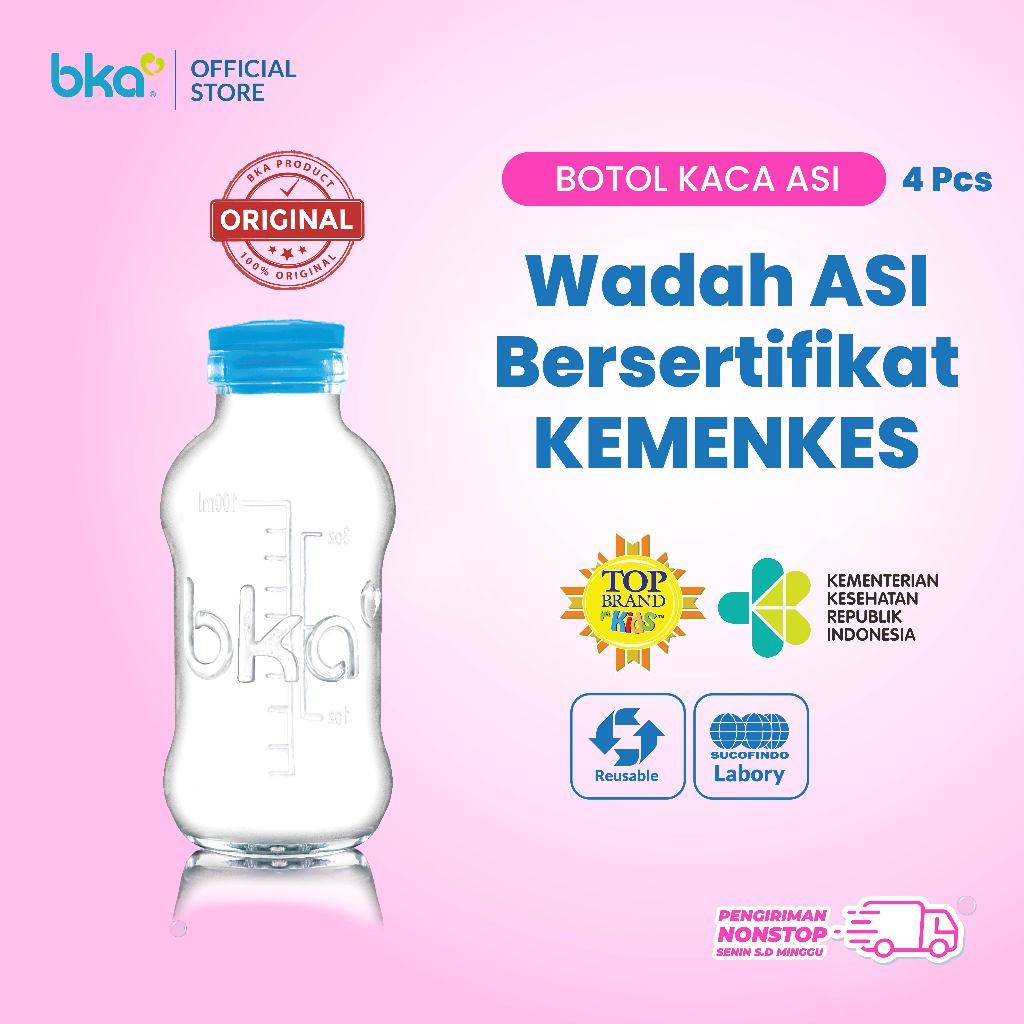 Jual Botol Asi Kaca BKA 100 ML isi 4 pcs | Sertifikasi Kemenkes | Botol ...