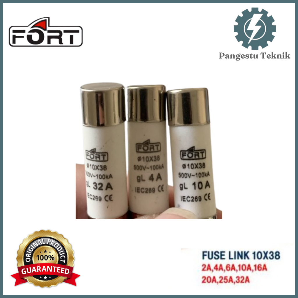 Jual FUSE LINK 10X38 2A 4A 6A 10A 16A 20A 25A 32A FLINK MERK FORT ...