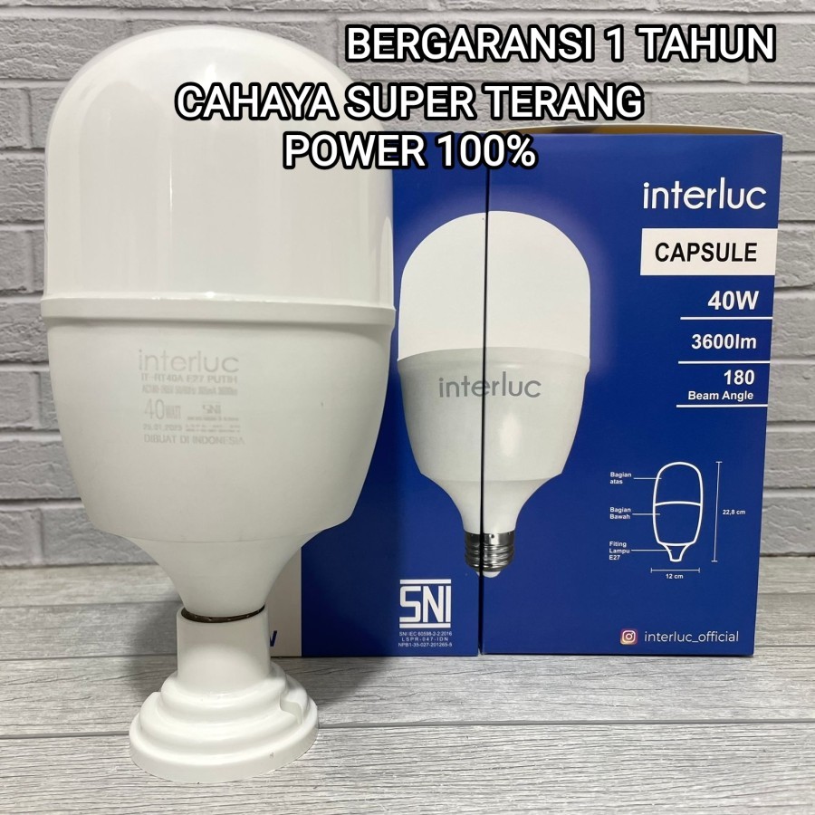 Jual INTERLUC LED BULB 40W 40 WATT CAHAYA PUTIH SNI GARANSI 1 TAHUN | Shopee Indonesia