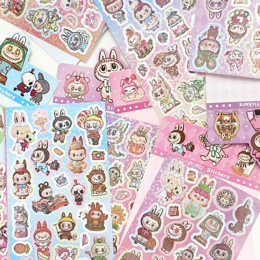 Jual LABUBU STIKER LEMBARAN GLOSSY HOLOGRAM PAPER STICKER GLITTER LUCU ...