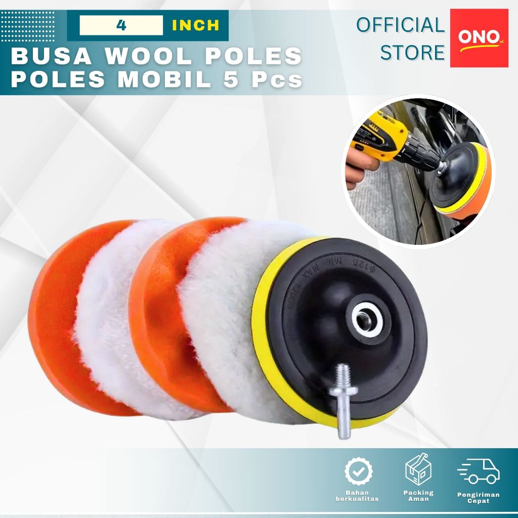 Jual ONOID Sponge Poles Mobil Set 4 Inch Busa Polishing Car Pad Wool ...
