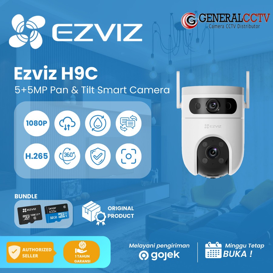 Jual Ezviz H9c Dual 3K 5MP+5MP Dual-Lens Pan & Tilt Wi-Fi Camera ...