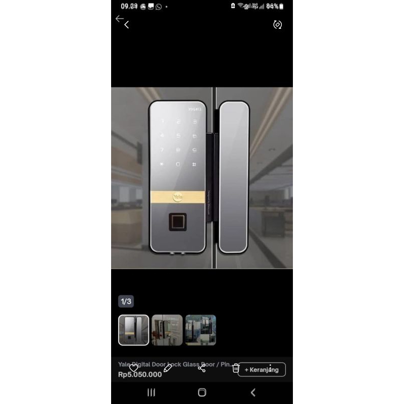 Jual Yale Digital Door Lock YDG 413A Set Berikut Strike Plate | Shopee ...
