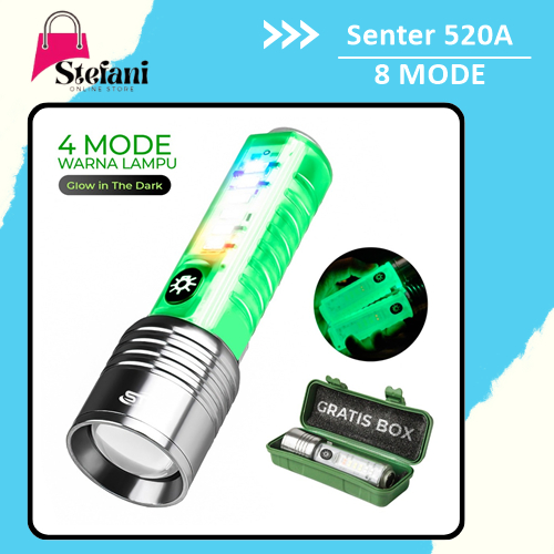 Jual Senter Maghnet Zoom in out Cas 8 Mode Warna 30W Waterproof Flashlight 520A | Shopee Indonesia