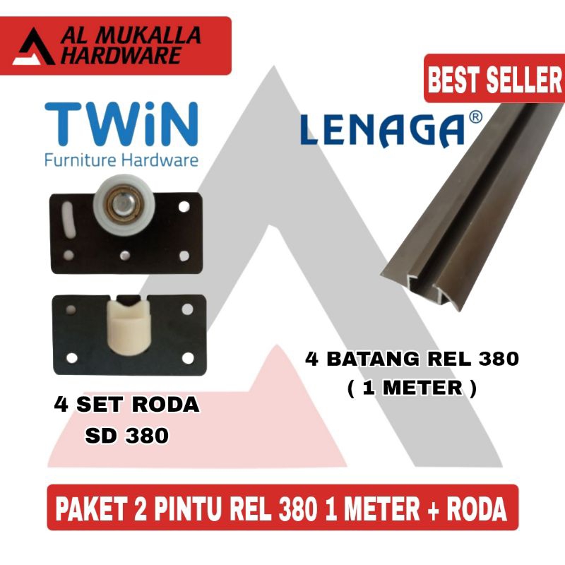 Jual (2 Pintu + 1 Meter) Paket 4 Rel Timbul 380 Lenaga 1 Meter + 4 Set Roda SD - 380 Pintu ...