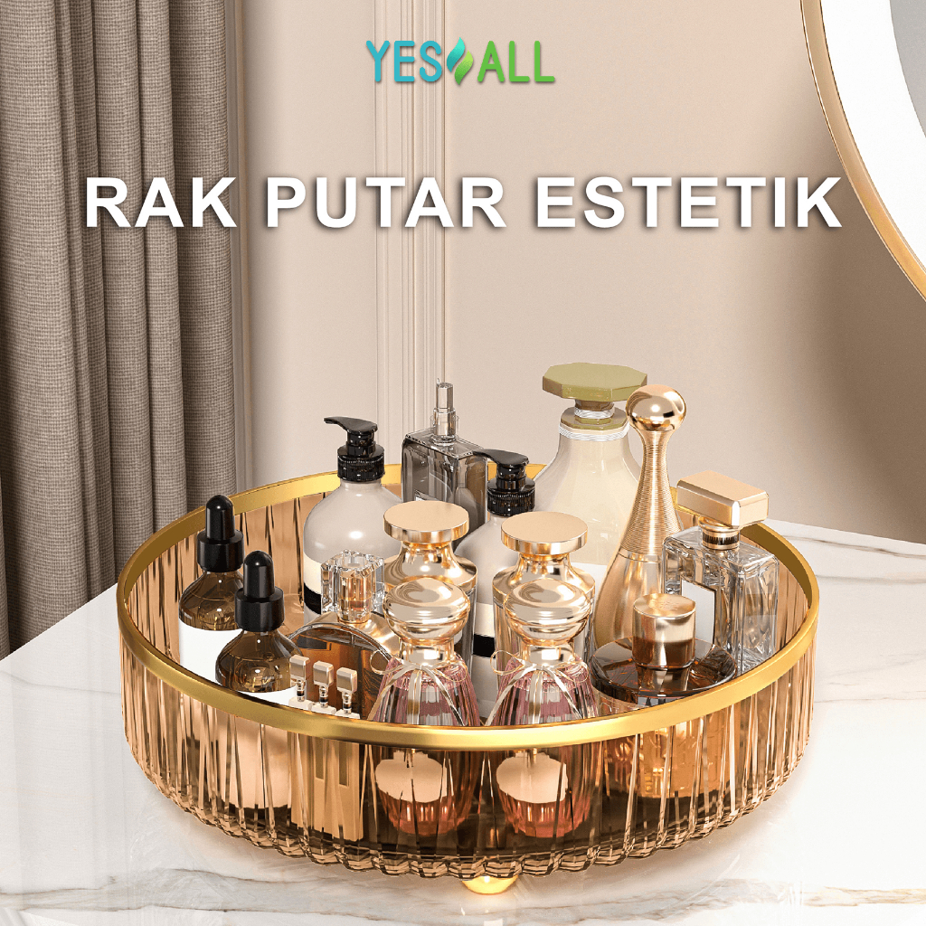 Jual YESALL Rak Kosmetik Aesthetic Tempat Make Up - Amber Gold ...