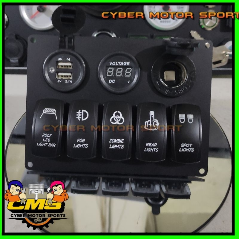 Jual dashboarad mobil panel Saklar 12v 24v USB charger volt meter DC ...