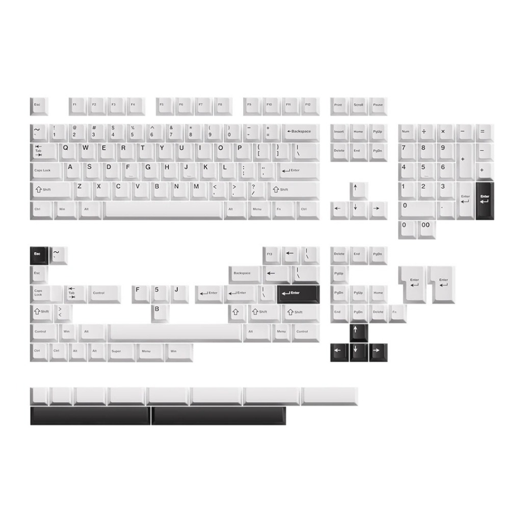 Jual WS Black On White BOW Keycaps Doubleshot PBT 176 Keys | Shopee ...