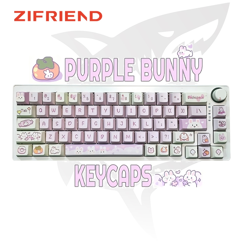 Jual Zifriend Purple Bunny Keycaps PBT Dye-sublimated Cherry Height 95 ...