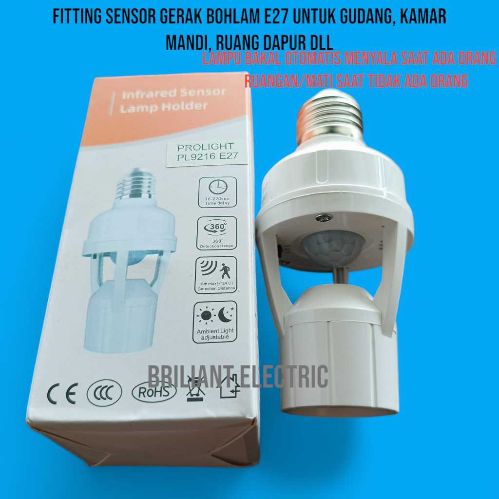 Jual FITTING SENSOR GERAK BOHLAM E27 MENYALA DAN PADAM OTOMATIS SAAT ...