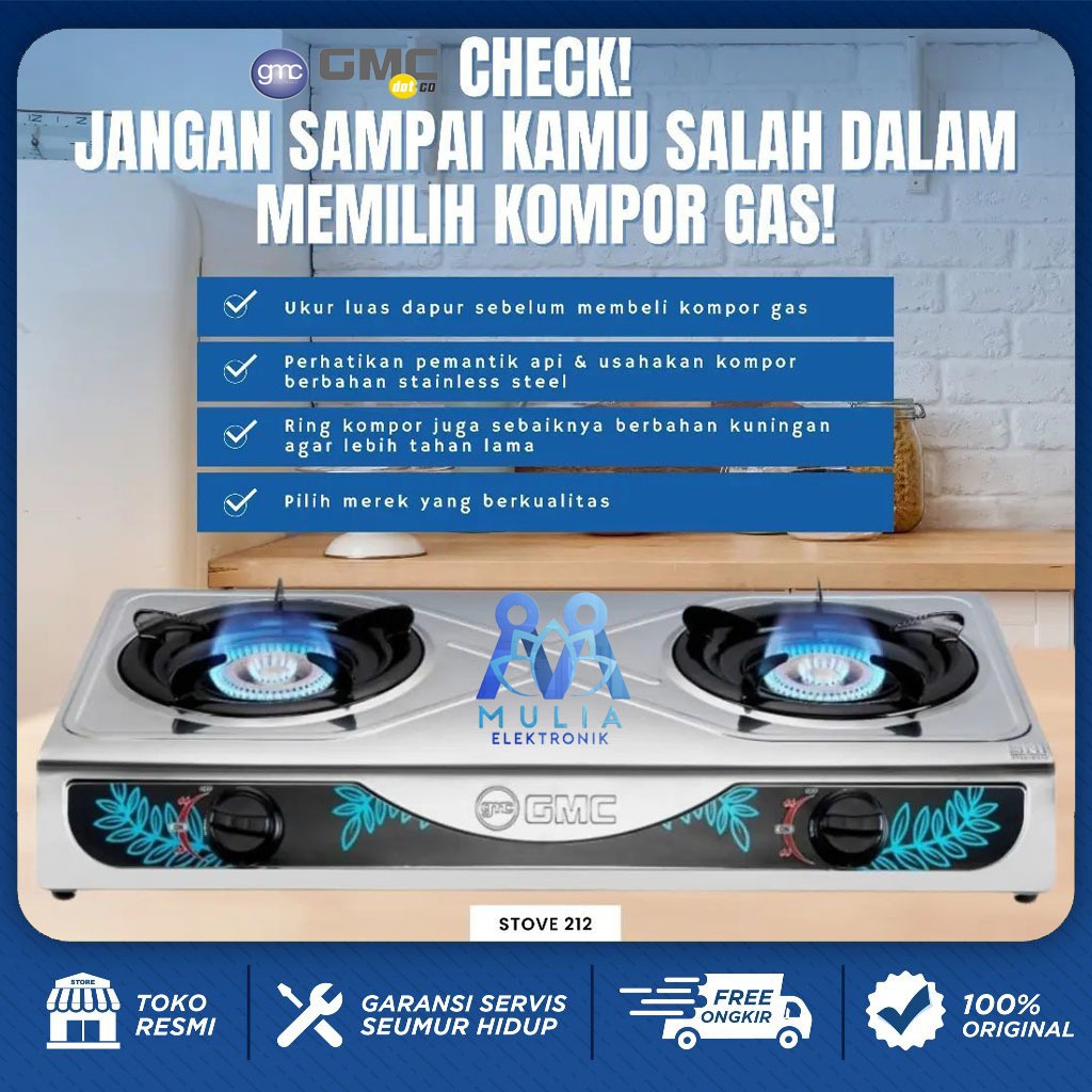 Jual KOMPOR GAS GMC 211 Body Stainless 2 Tungku GARANSI RESMI | Shopee ...