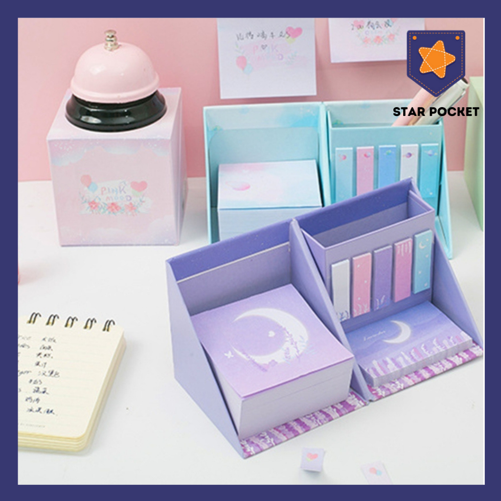 Jual FANCY STICKY NOTE BOX SET COLOURFULL THEME | Shopee Indonesia