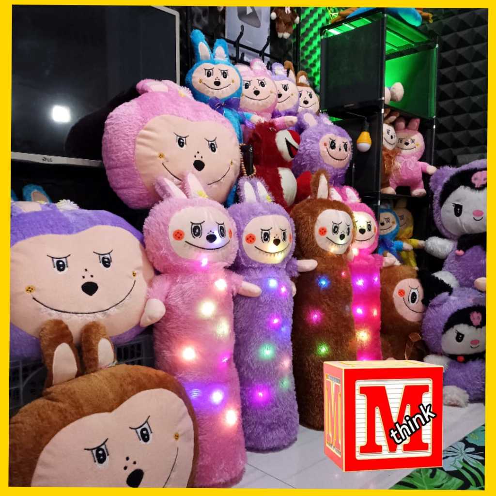 Jual BONEKA GULING LABUBU TINGGI 70CM PAKAI LAMPU LED NYALA THE MONSTER ...