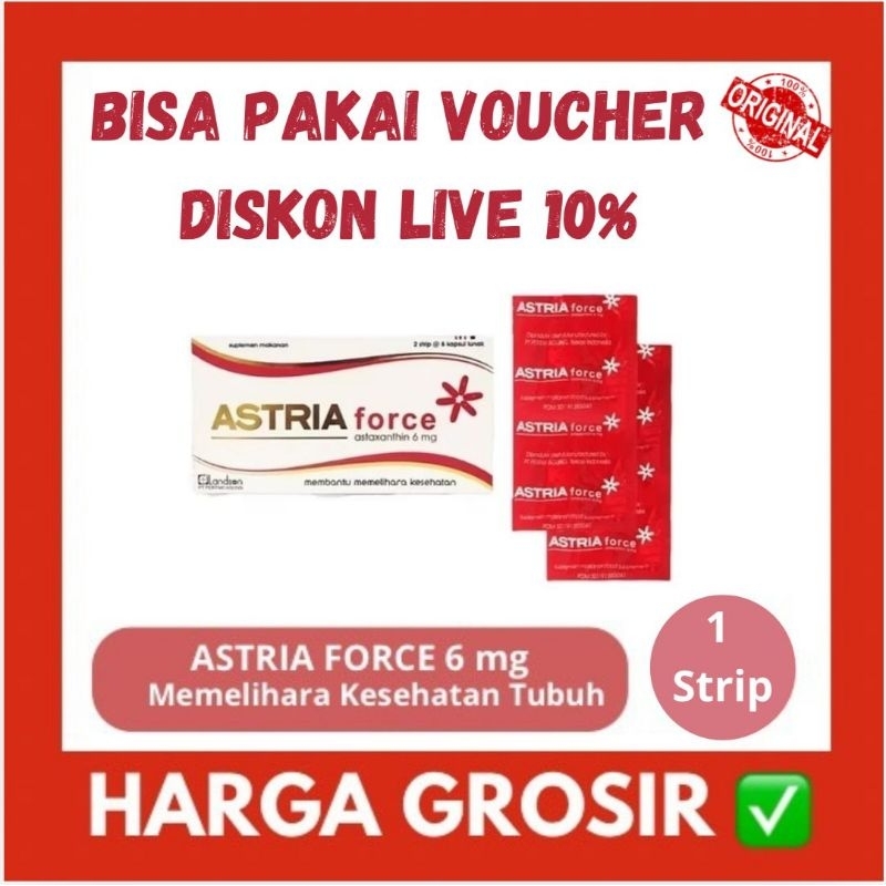 Jual ASTRIA FORCE 6 MG ASTAXANTHIN STRIP ISI 6 KAPSUL | Shopee Indonesia