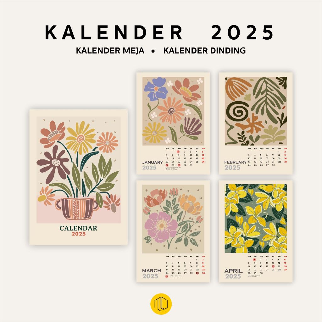 Jual Kalender Meja A5 2025 / Kalender Dinding Motif Bunga Estetik ...