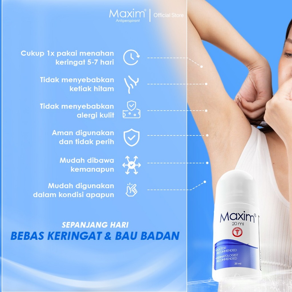 Jual Maxim Antiperspirant Deodoran RollOn 15 Untuk Area Ketiak Basah ...