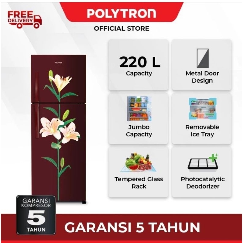 Jual POLYTRON KULKAS 2 PINTU PRB 237 PR KAPASITAS 220 LITER | Shopee ...
