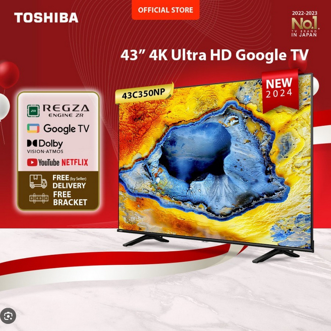 Jual LED TOSHIBA 43C350NP GOOGLE TV 4K | Shopee Indonesia