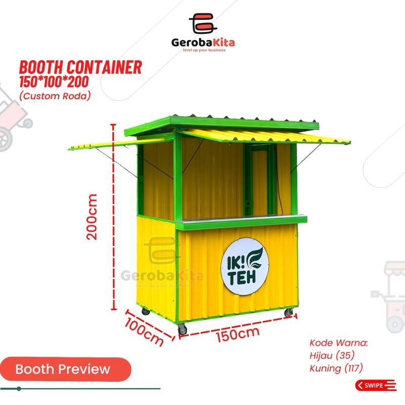 Jual booth kontainer 150x100x200 lantai roda | Shopee Indonesia