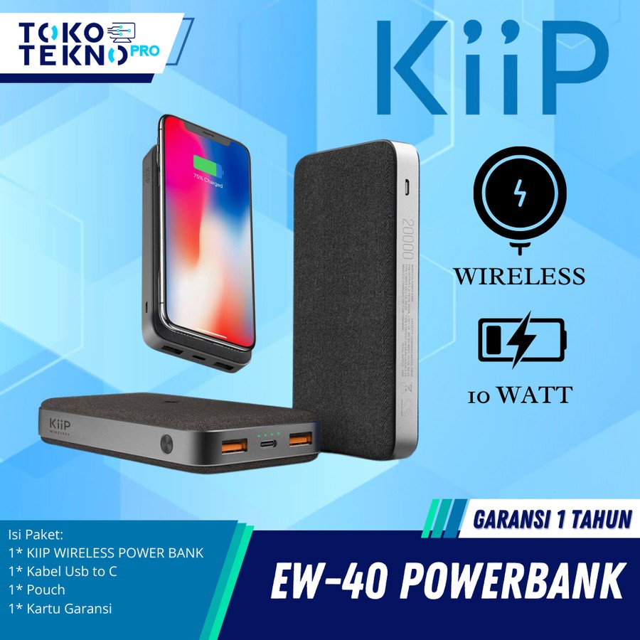 Jual KiiP EW40 / EW-40 Wireless Powerbank Power Bank 10W Fast Charging ...