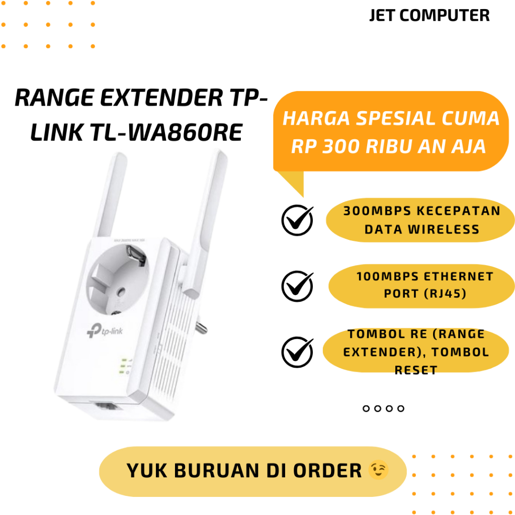 Jual TP-Link TL-WA860RE N300 WiFi Extender Penguat Sinya Repeater 300Mbps IPTV Wireless Mesh ...