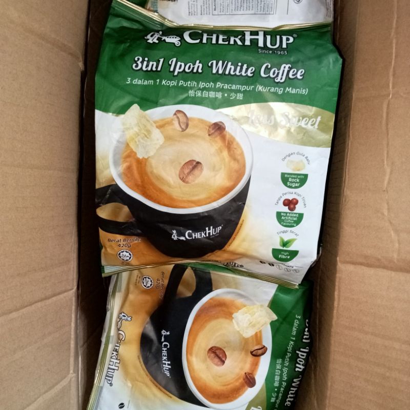 Jual check hup 3in1 ipoh white coffee varian less sweet(satu kotak ...