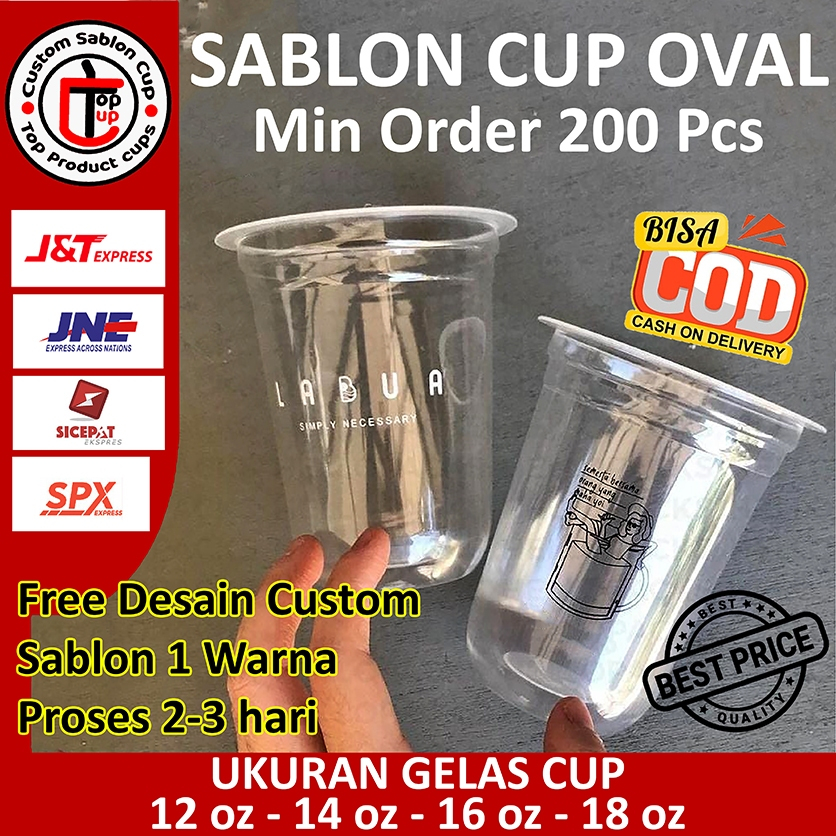 Jual SABLON CUP OVAL CETAK GELAS CUP OVAL PRINTING UKURAN 12-14-16-18 ...