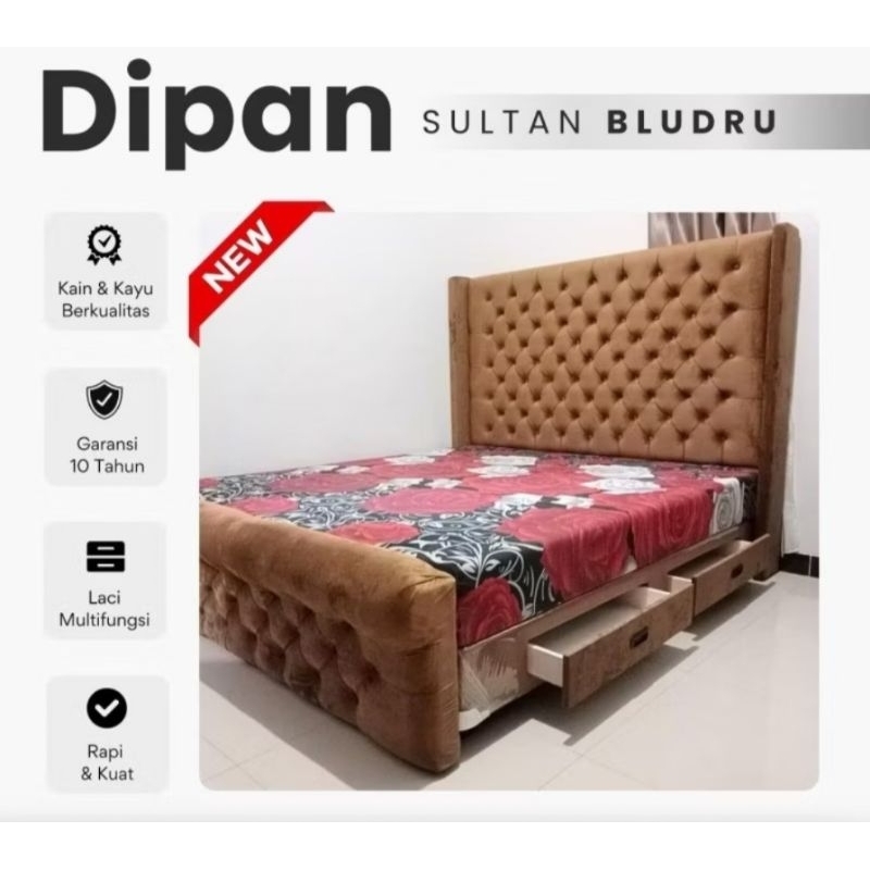 Jual Divan Sandaran Modern Bludru Mewah + 2 Laci Premium | Shopee Indonesia