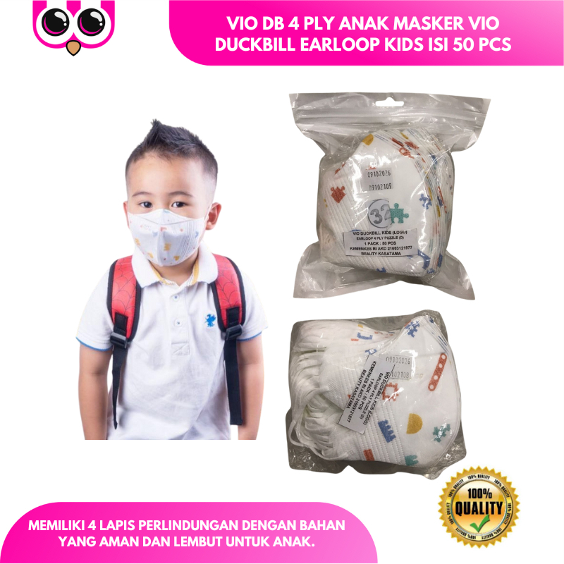 Jual VIO DB 4 PLY ANAK MASKER VIO DUCKBILL EARLOOP KIDS ISI 50 PCS ...