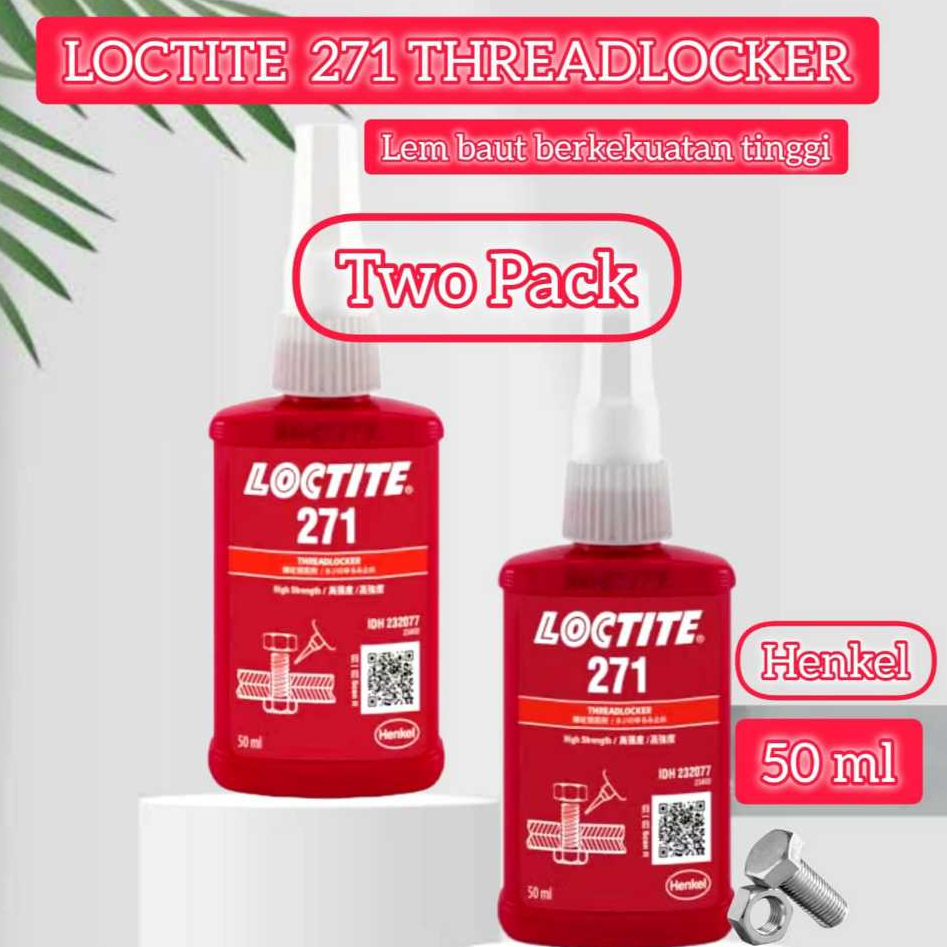 Jual Paket 2 Botol Lem Baut Loctite 271 Threadlocker High Strength-50ml ...