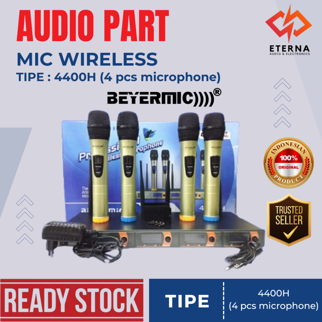 Jual MIC WIRELESS BEYERMIC 4400H - ISI 4 PCS MICROPHONE | Shopee Indonesia