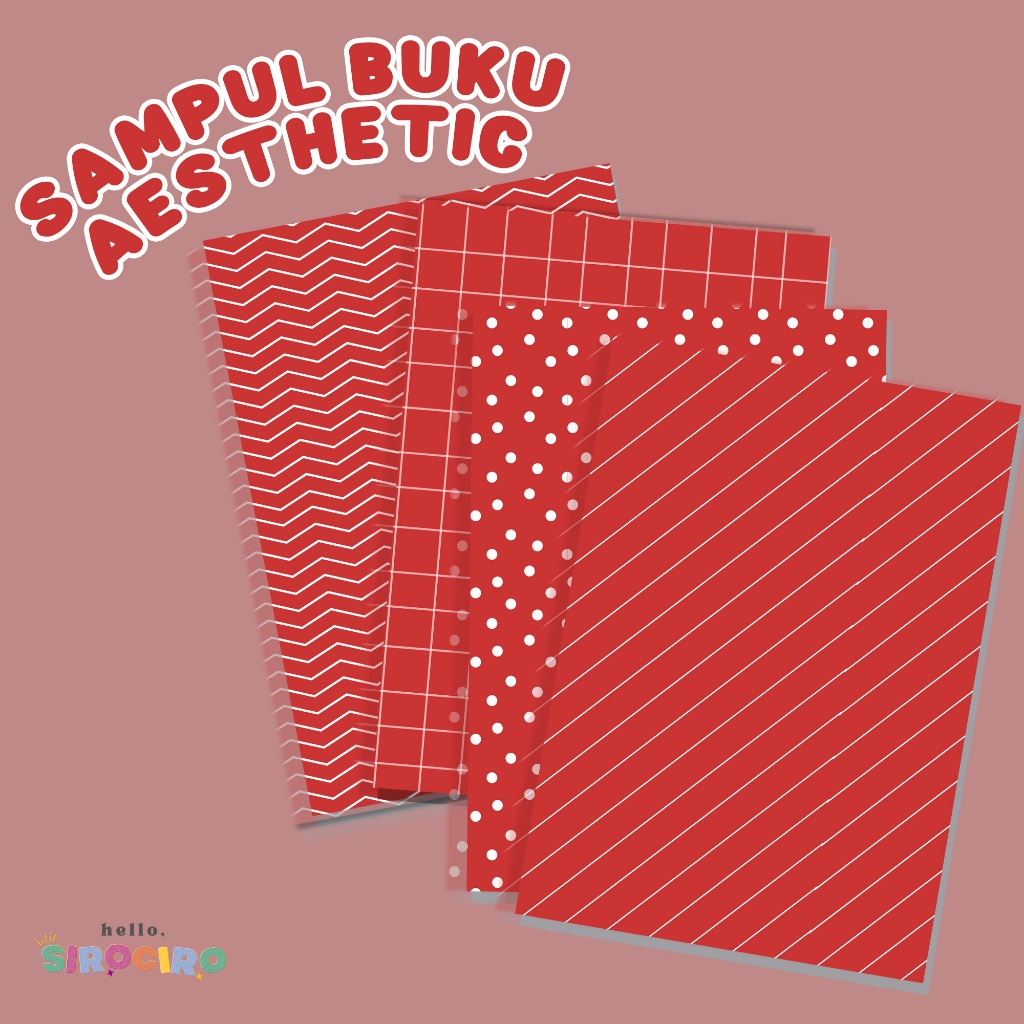 Jual 4 Lembar Sampul Buku RED MERAH Aesthetic Sampul Buku Lucu A5 & B5 ...