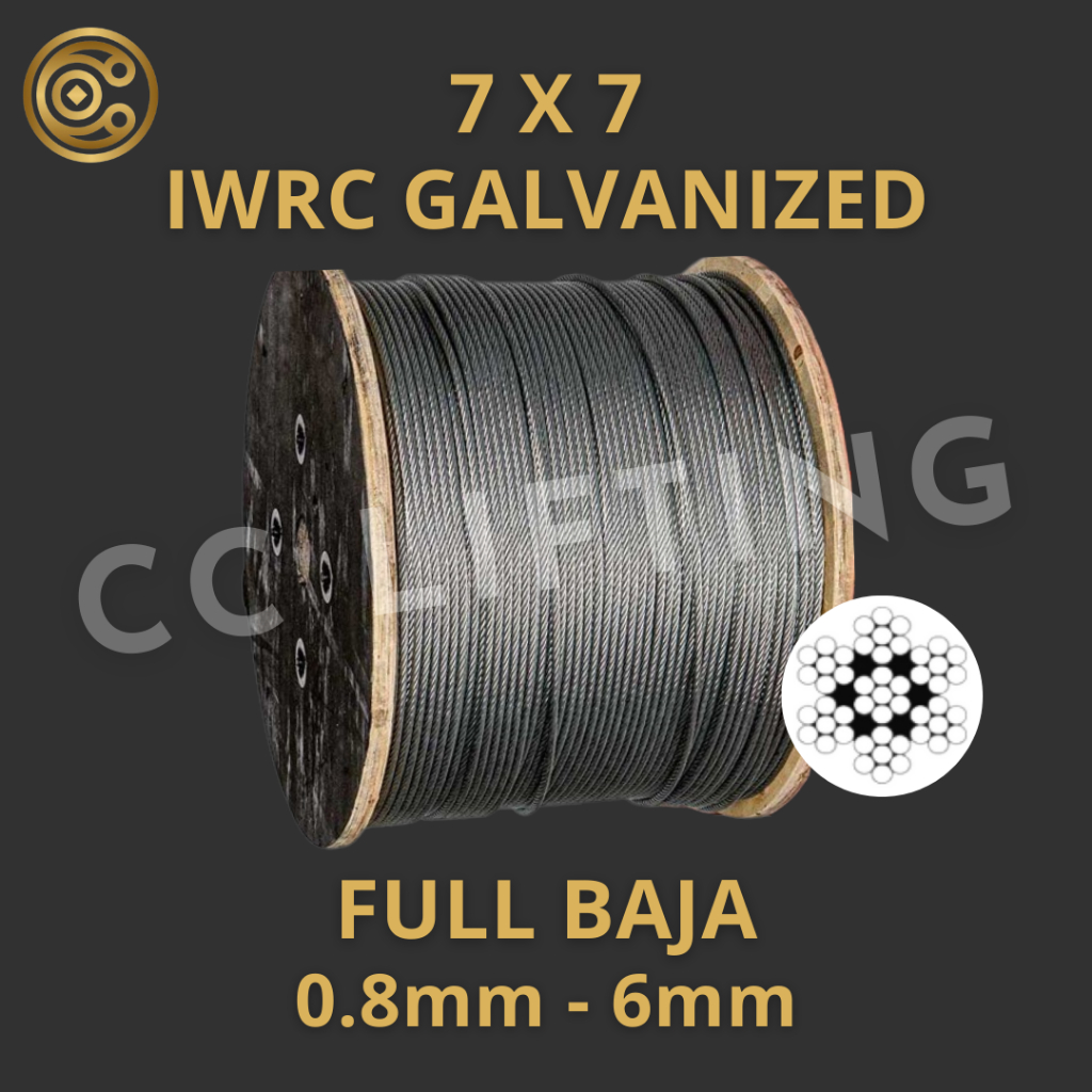 Jual Kawat Seling 1.5mm Full Baja Galvanis / Wire Rope 1.5mm 7x7 / Kawat Sling 1.5mm IWRC ...