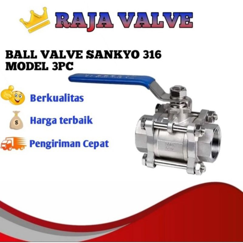 Jual 1 1/2" INCH 3PC BALL VALVE SANKYO | Shopee Indonesia