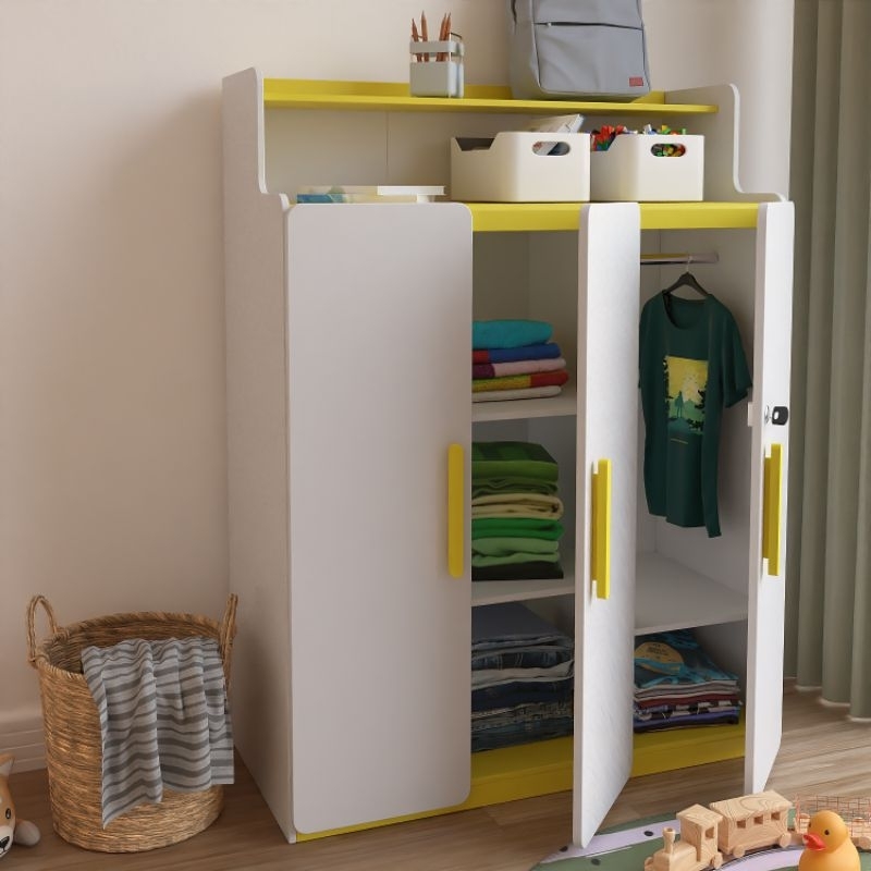 Jual Rak Lemari pakaian Minimalis Anak 3 Pintu Wardrobe Lemari Baju ...